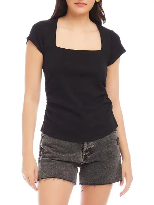 Fifteen Twenty Stretch Cotton & Modal Rib Top - Black