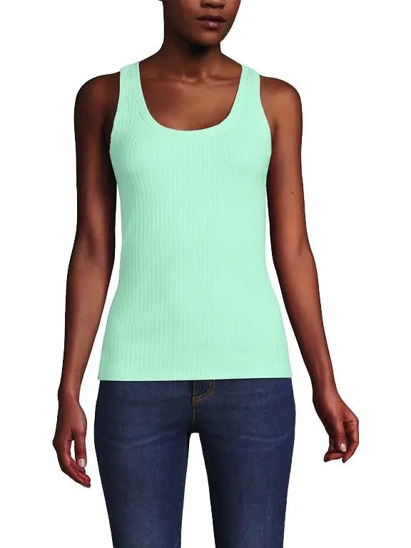LANDS' END Pointelle Rib U-neck Tank - Frosted Mint