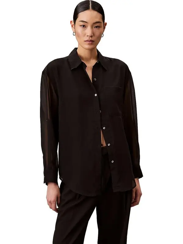Calvin Klein Utility Roll Sleeve Tunic - Black