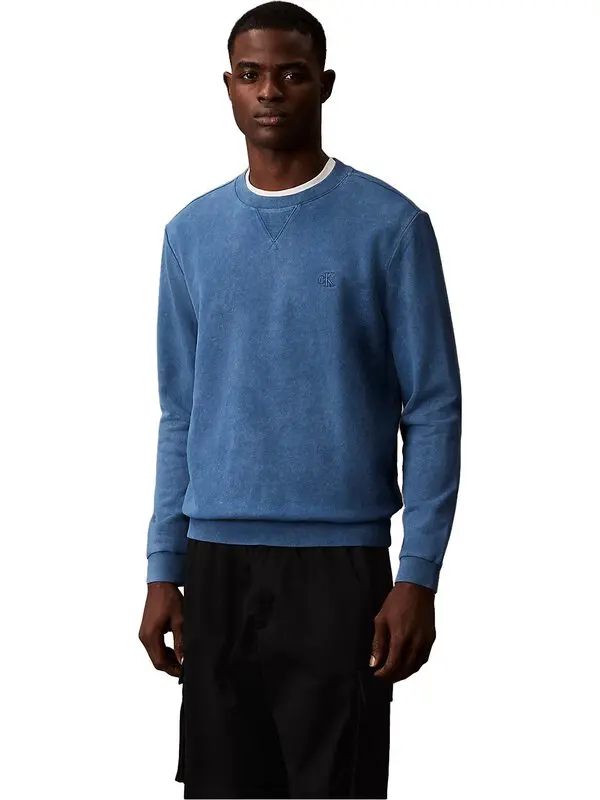 Calvin Klein Washed Terry Classic Sweatshirt - Ensign Blue