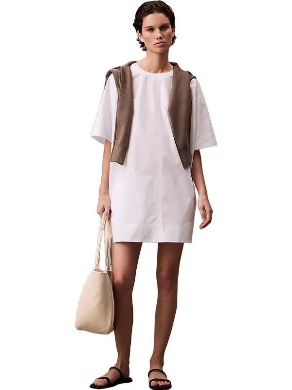 Calvin Klein Cotton Relaxed Mini T-shirt Dress - Brilliant White