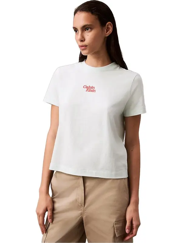 Calvin Klein Flocked Logo Graphic Slim T-shirt - Mint Julep