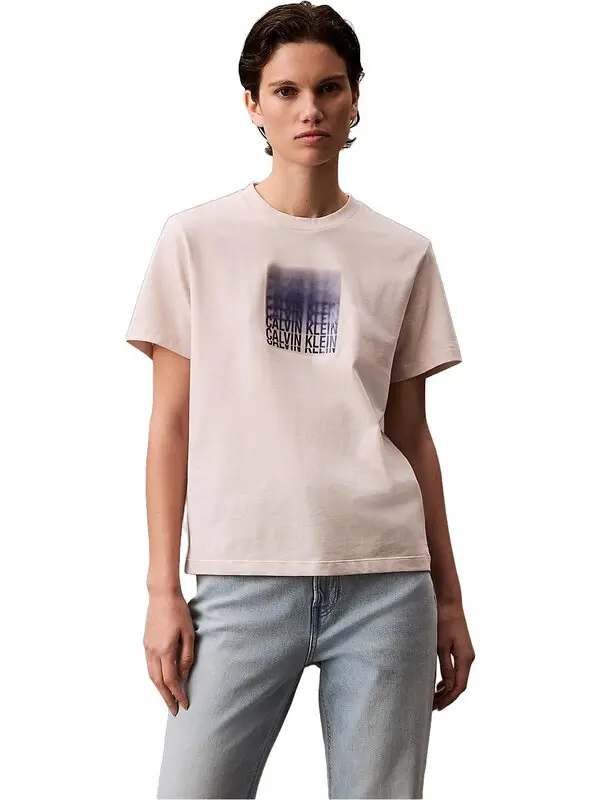 Calvin Klein Blur Logo Graphic T-shirt - Oat Milk