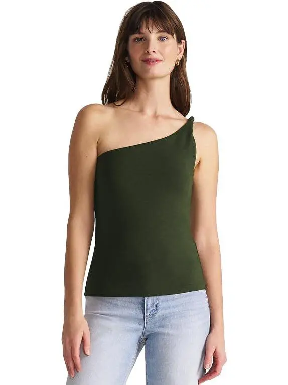 LANDS' END One Shoulder Top - Dark Cilantro Green