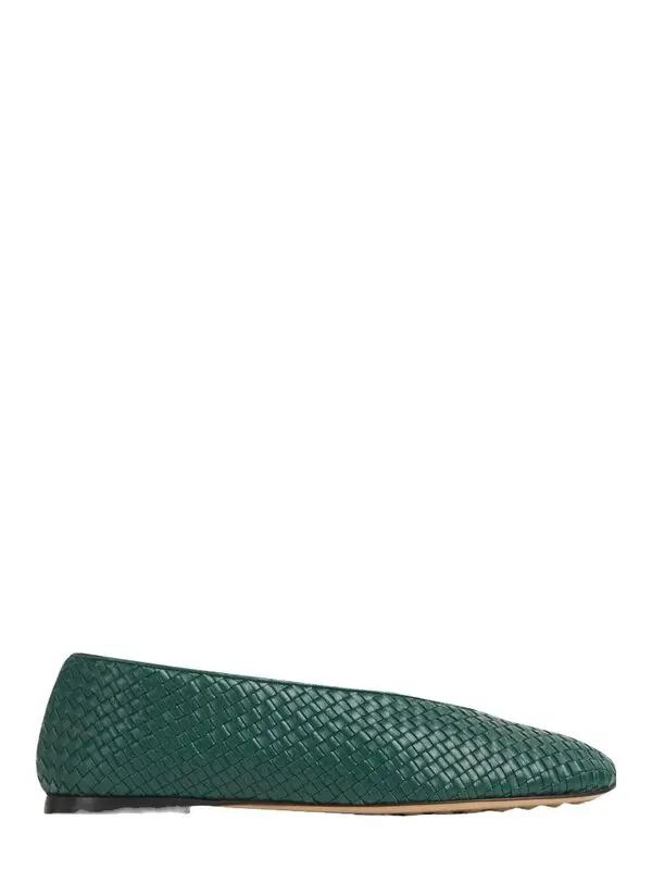Bottega Veneta Micro Woven Nappa Leather Ballerina Flats - Emerald