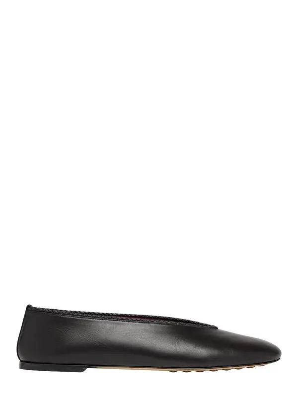 Bottega Veneta Lagoon Nappa Leather Ballerina Flats - Nero