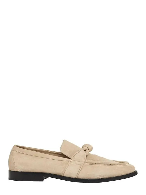Bottega Veneta Astaire Knot Suede Loafers - Ecru