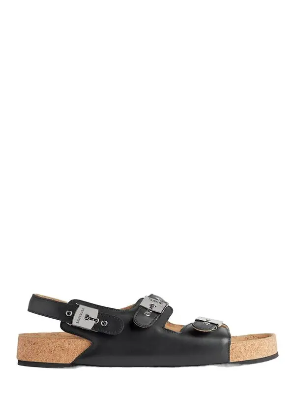 Balenciaga Leather Slingback Sandals - Black
