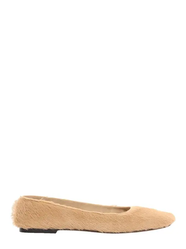 THE ROW Calf Hair Square-toe Ballerina Flats - Nougat
