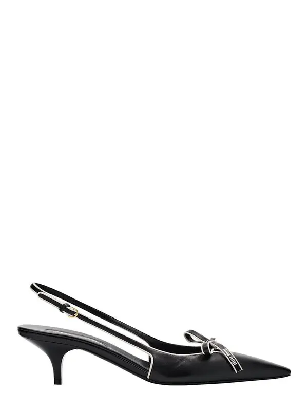 Miu Miu Nappa Leather Bow Slingback Pumps - Nero Bianco