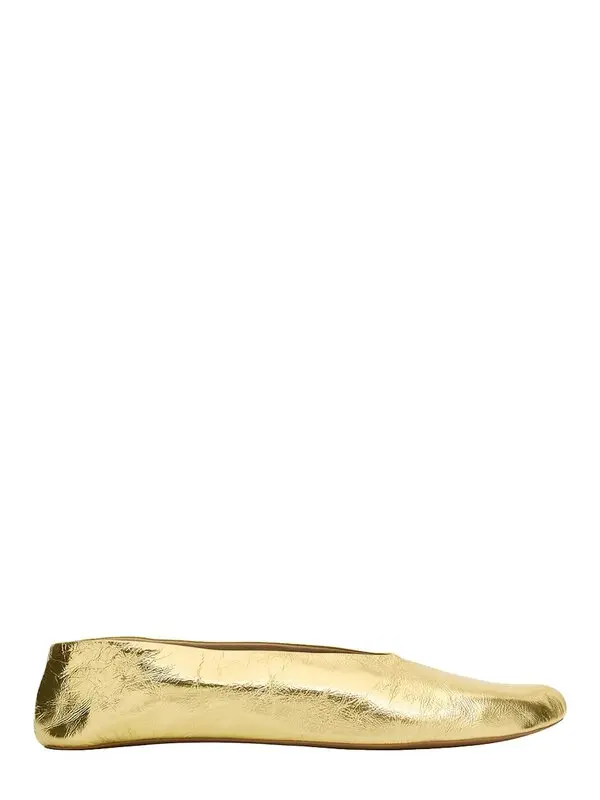 THE ROW Stella Metallic Leather Ballerina Slippers - Gold