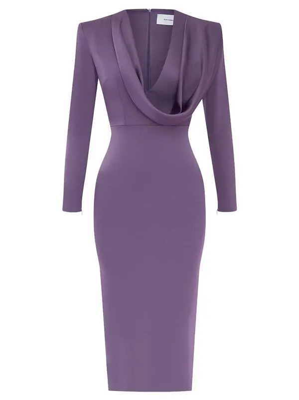 Alex Perry Draped Cowl-neck Midi Dress - Grape