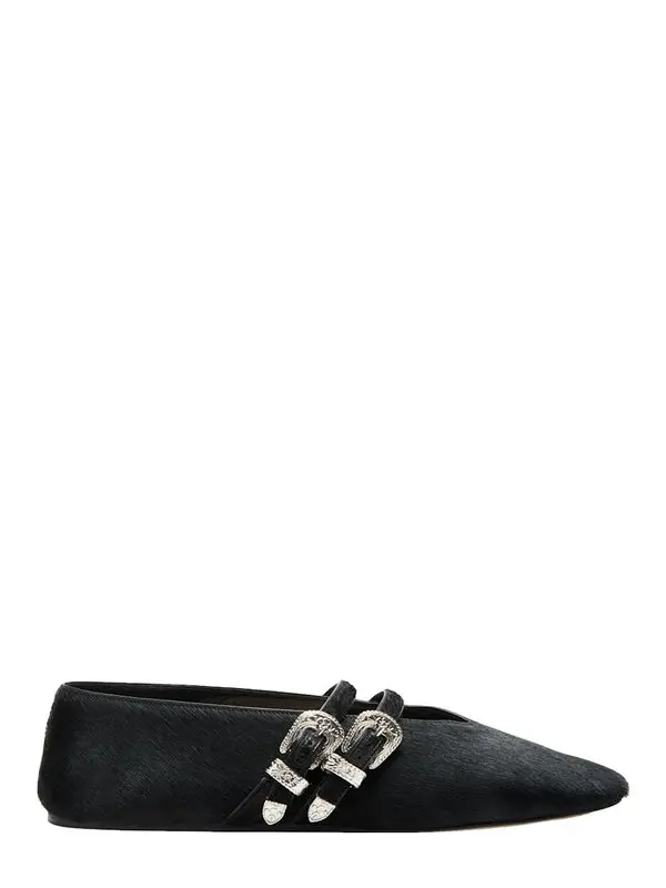Le Monde Beryl Claudia Calf Hair Ballerina Flats - Black