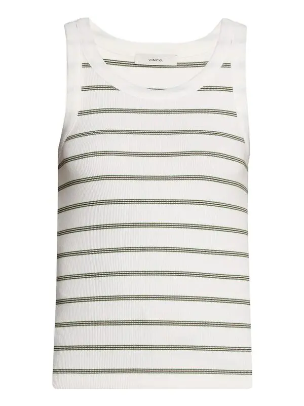 Vince Stripe Scoop-neck Tank Top - Herb Combo