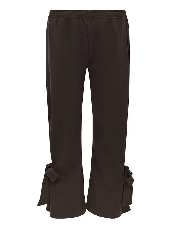 JW Anderson Tied Bow Cotton Joggers - Dark Brown Melange