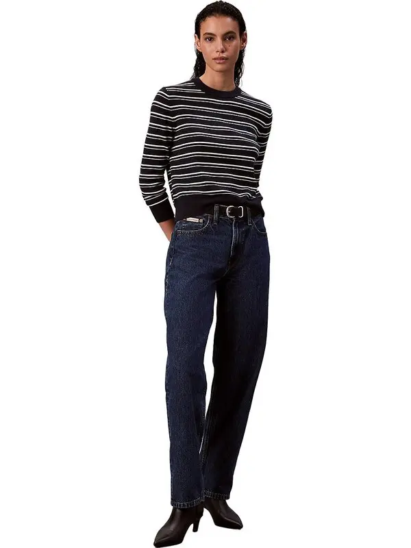 Calvin Klein Striped Crewneck Sweater - Dark Sapphire Stripe Combo