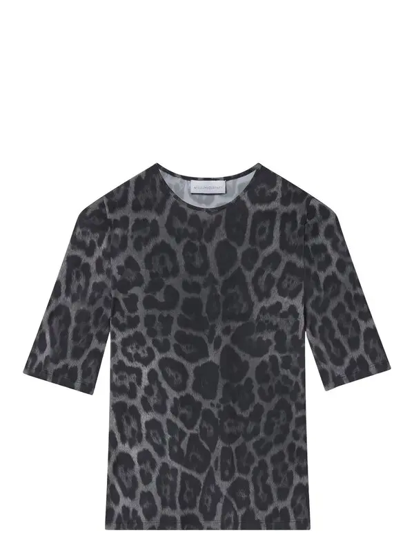 Stella McCartney Leopard-print Short-sleeve T-shirt - Ash Grey