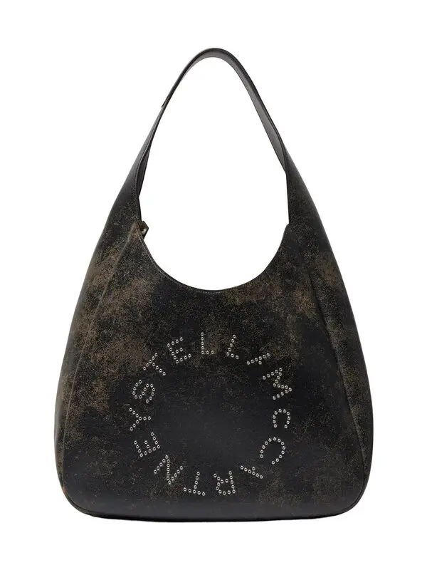 Stella McCartney Logo Slouchy Aged Large Hobo Bag - Mud