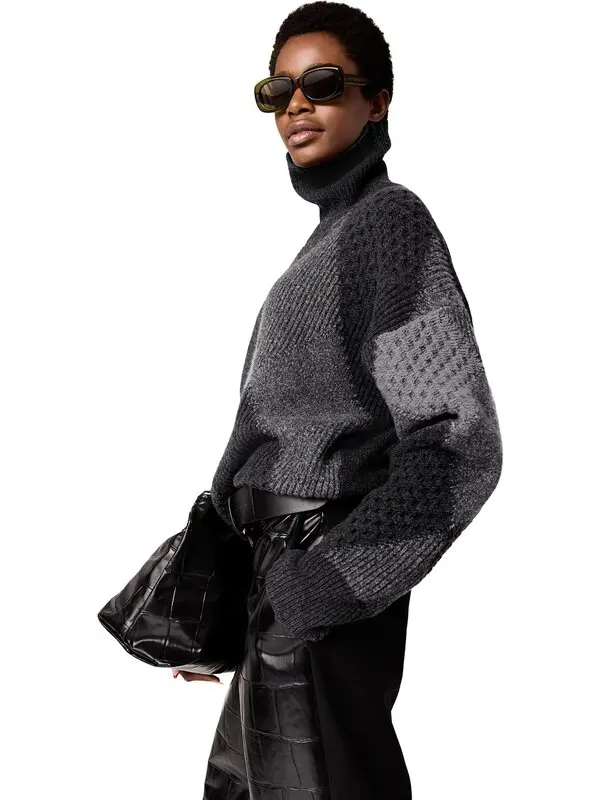 Stella McCartney Argyle Turtleneck Sweater - Tonal Grey