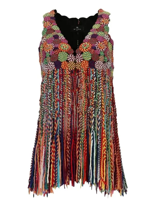 Etro Swirl Fringe Vest - Red