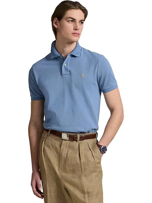 Polo Ralph Lauren Custom Slim Fit Mesh Polo Shirt - Blue