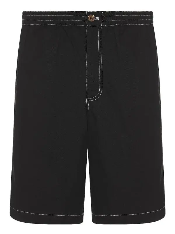 METALWOOD STUDIO Contrast Stitch Elastic Waist Short - Black