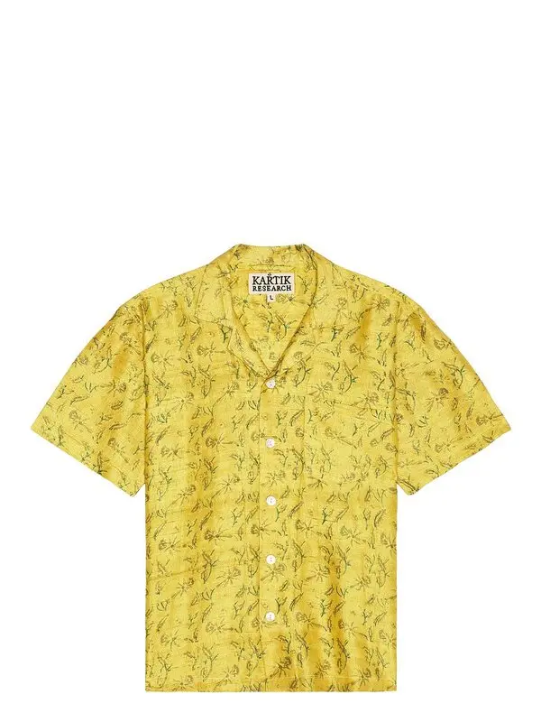 KARTIK RESEARCH Camp Shirt In Yellow - Sunflower & Green