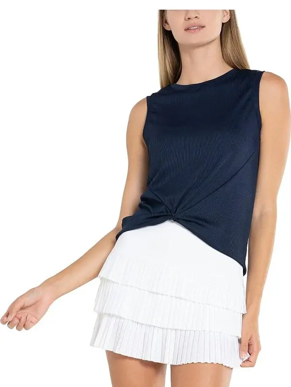 Lucky In Love Twist Front Tank - Navy