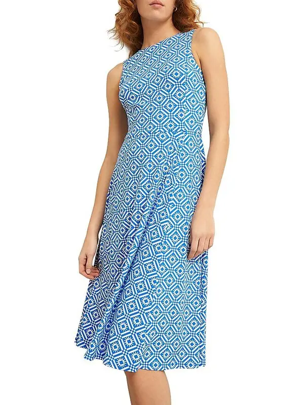 HOBBS LONDON Lisa Geo Print Dress - Blue Ivory