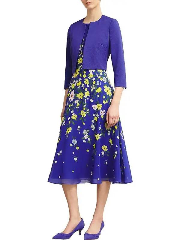 HOBBS LONDON Elize Tweed Jacket - Allium Blu
