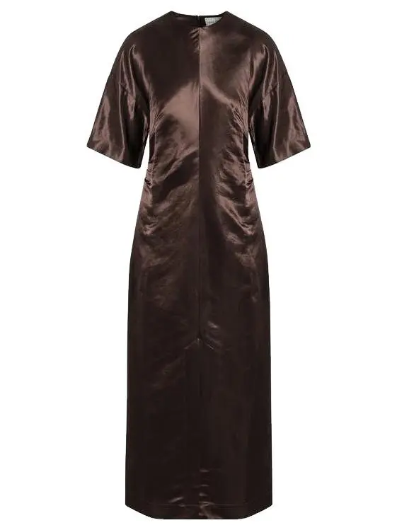 Loulou De Saison Linen And Silk Long Dress - Brown