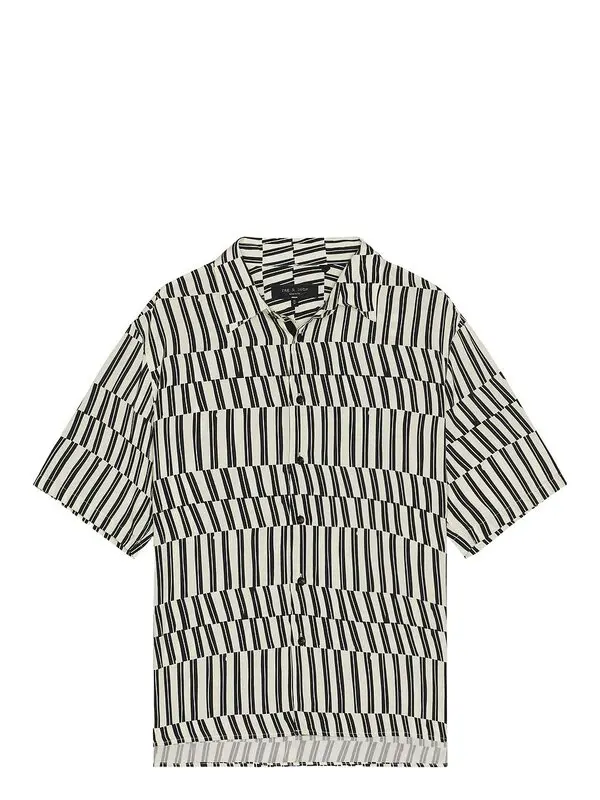 Rag & Bone Dalton Printed Shirt In Black,white - Blue & White Joff Print
