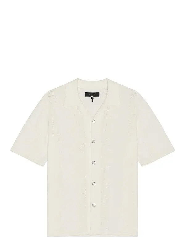 Rag & Bone Zuma Pointelle Avery Shirt In White - Chalk