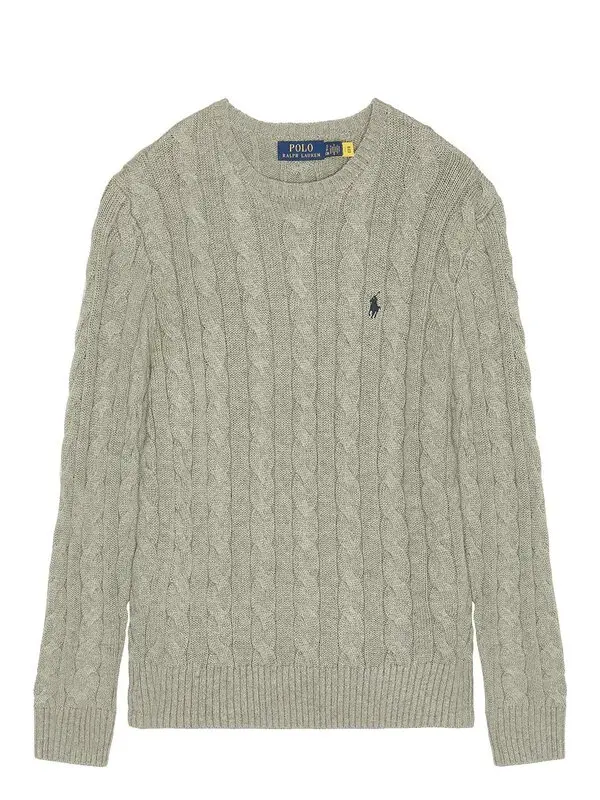 Polo Ralph Lauren Cotton Cable Knit Crewneck Sweater - Fawn Grey Heather
