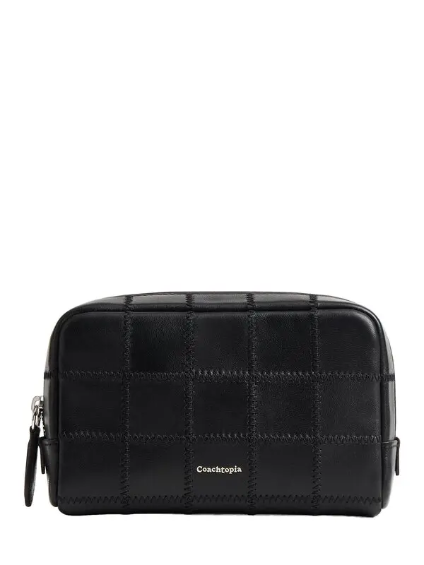 COACHTOPIA Checkerboard Upcrafted Leather Cosmetic Pouch - Black