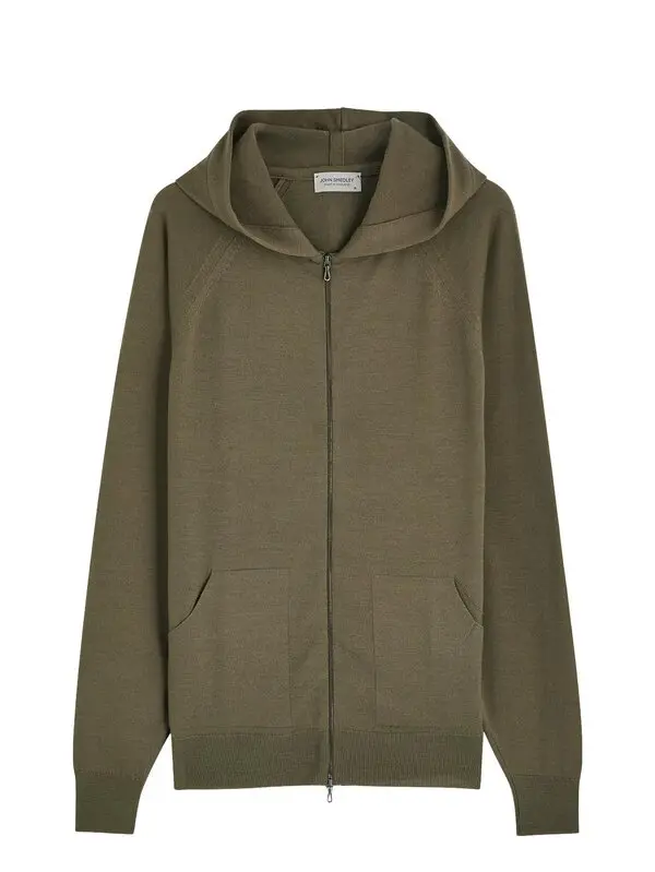 John Smedley Hooded Wool Sweatshirt - Khaki
