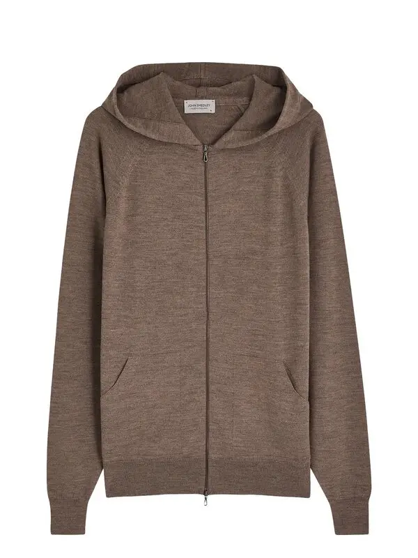 John Smedley Hooded Wool Sweatshirt - Light Brown