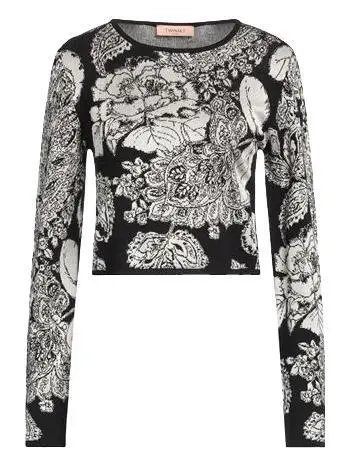 TWINSET Viscose-blend Floral Print Sweater - Black