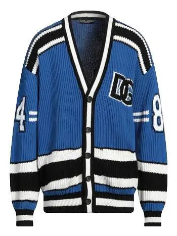 Dolce & Gabbana Cotton Knit Cardigan With Logo - Blue
