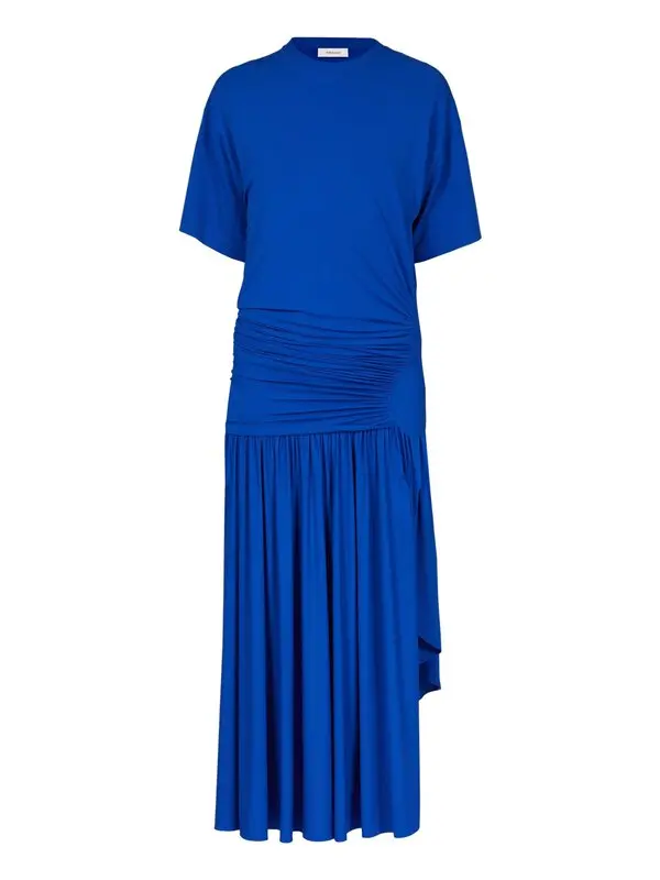 FERRAGAMO Long T-shirt Dress With Drape Detail - Blue