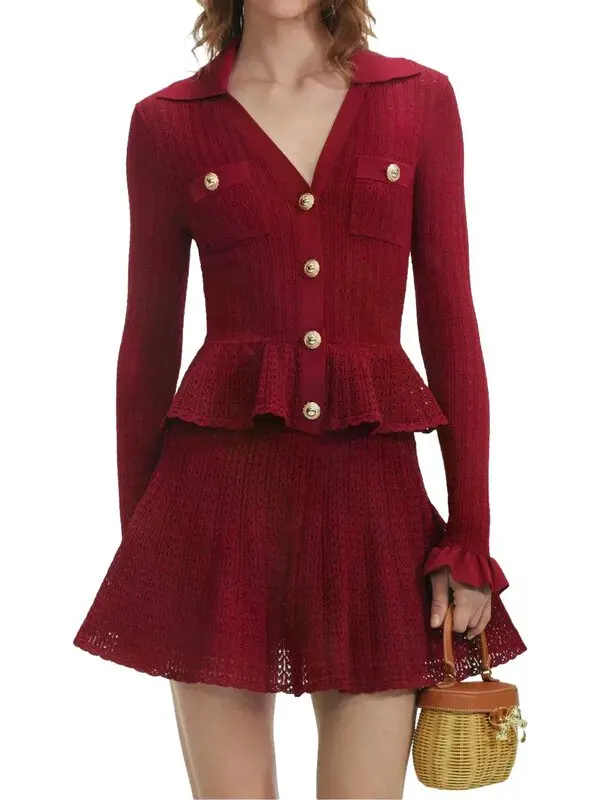 SELF-PORTRAIT Knitted Dress - Red