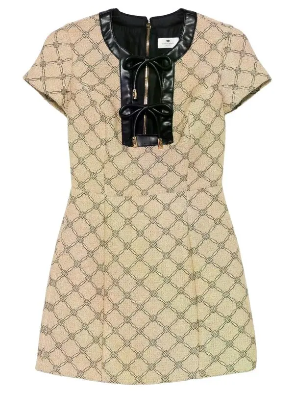 Elisabetta Franchi Monogram Jacquard Mini Dress - Neutrals
