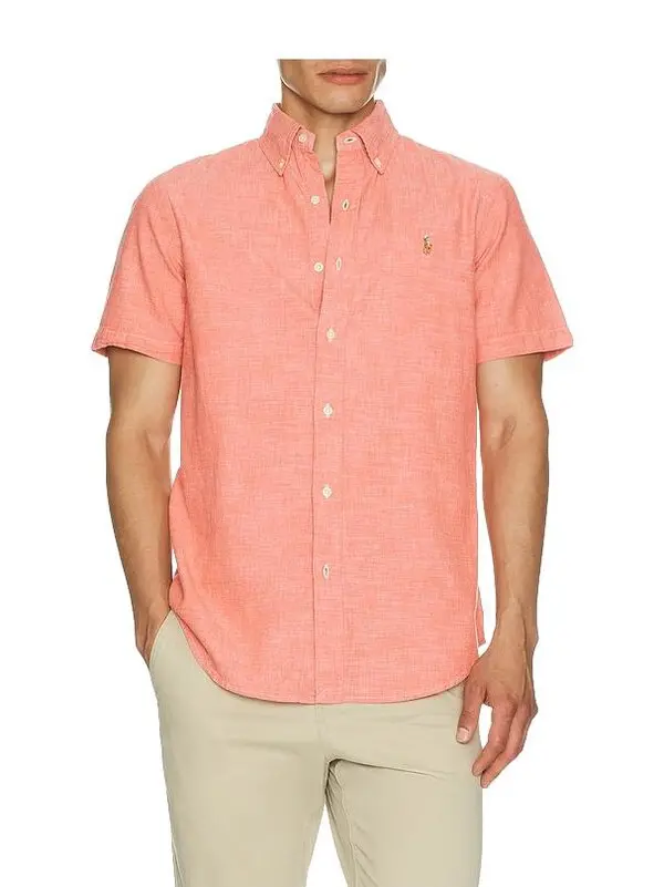 Polo Ralph Lauren Short Sleeve Chambray Sport Shirt In . Also - Red