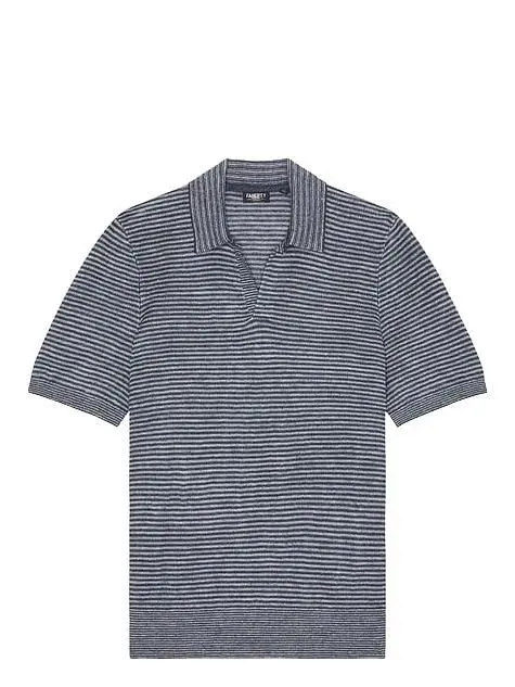 Faherty Brand Linen Sweater Polo - Cayman Navy Feeder