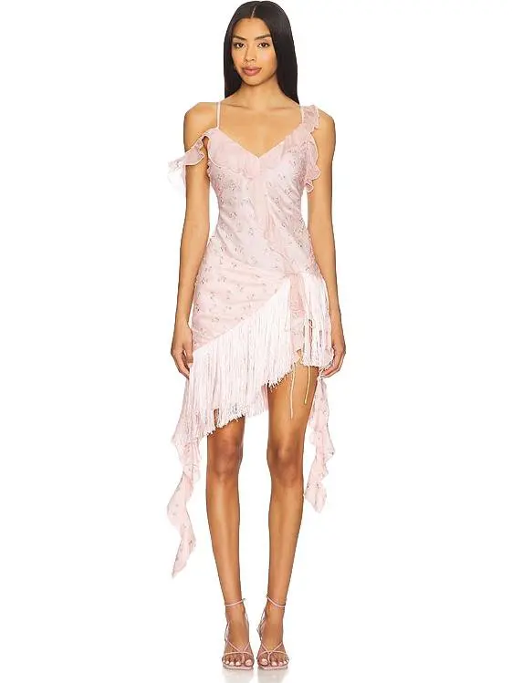 For Love & Lemons Raspberry Rose Mini Dress - Pink