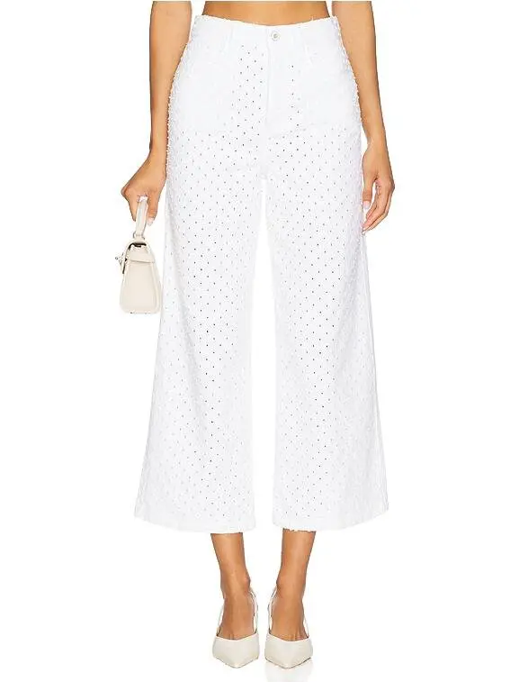 FAVORITE DAUGHTER The Masha Super High Rise Wide Leg Crop Pant - White