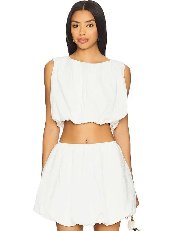 Minkpink Alexa Bubble Crop Top - White