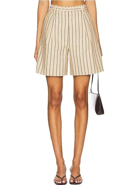 FAVORITE DAUGHTER The Miranda Short - Beige & Navy Stripe