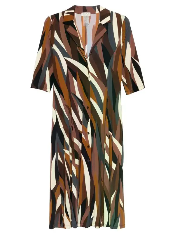 SIYU Abstract-print Midi Dress - Brown
