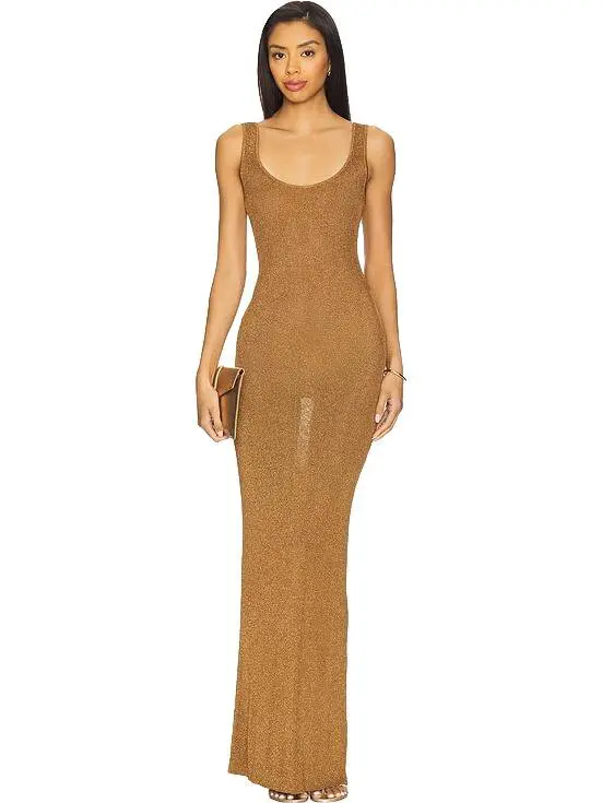 LOVERS AND FRIENDS Benilda Metallic Maxi Dress - Bronze
